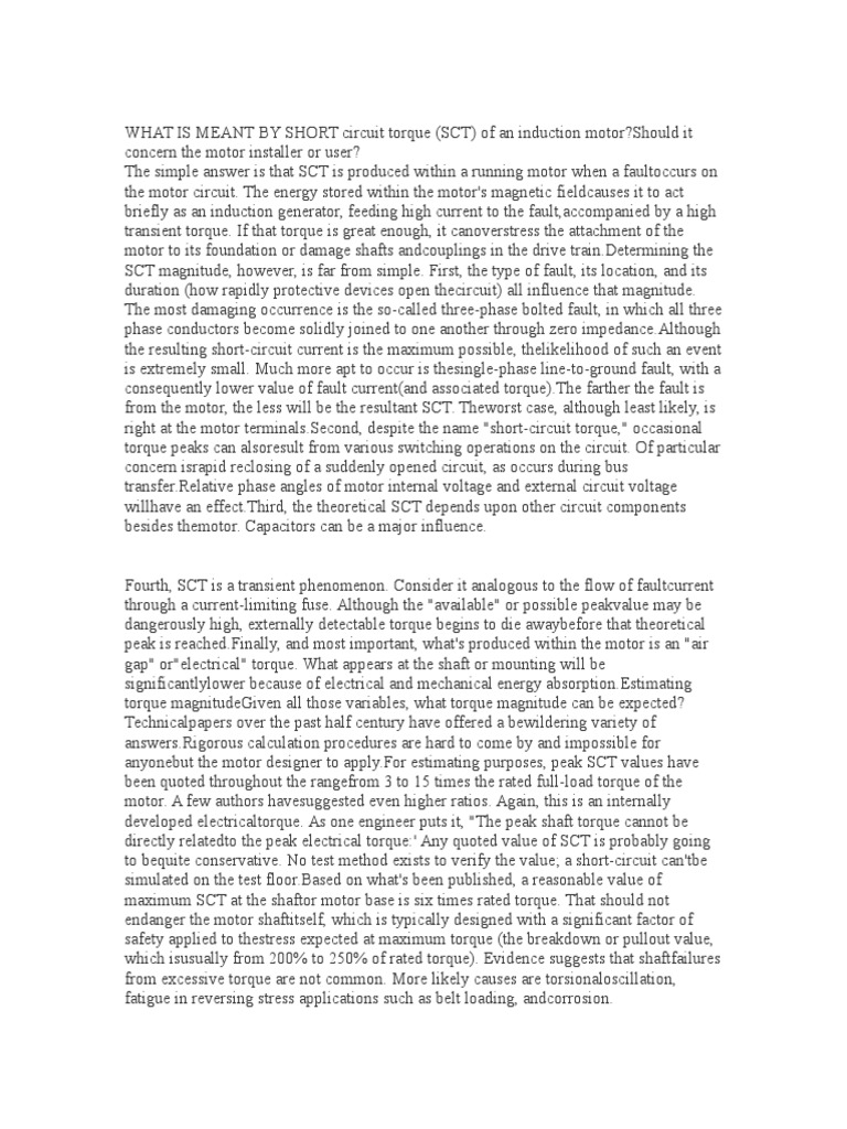 Understanding Short Circuit Torque in Motors | PDF | Electrical Network ...