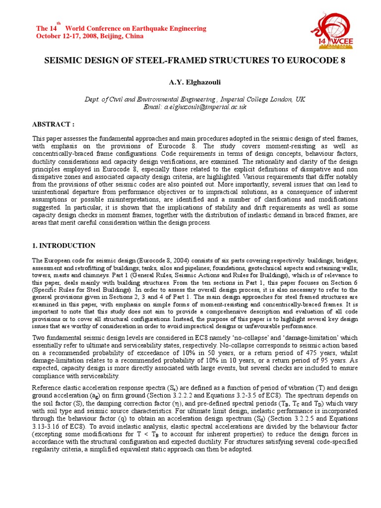 Seismic Design of Steel Frames per Eurocode 8 | PDF | Earthquake ...