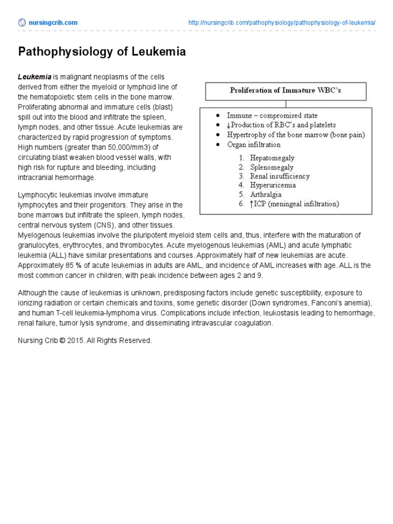 Leukemia Pathophysiology Guide | PDF