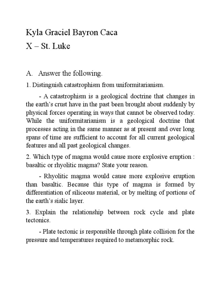 Kyla Graciel Bayron Caca | PDF | Magma | Volcano