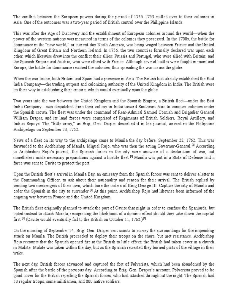 British Occupation of Manila | PDF | British Empire | Spanish Empire