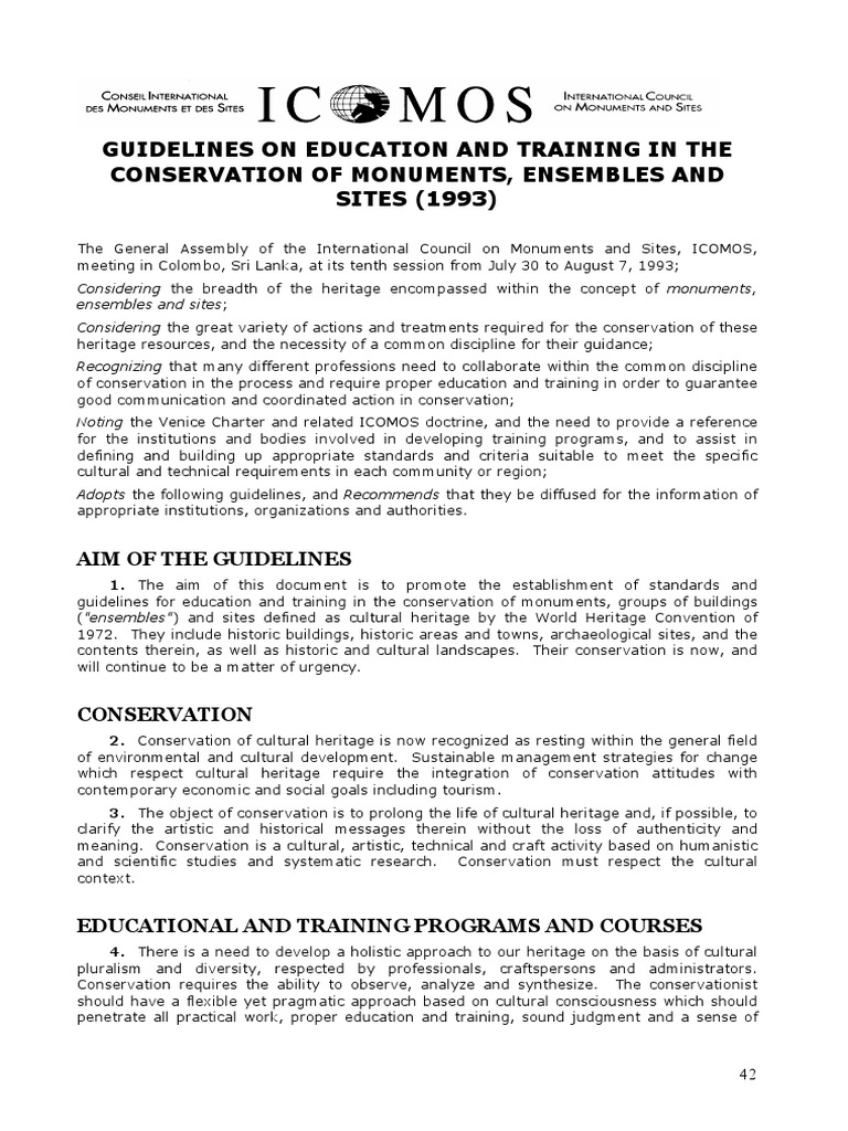 ICOMOS Education Guidelines for Conservation | PDF | Learning | Cognition