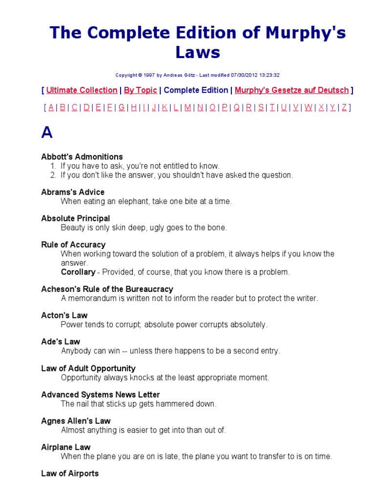 The Complete Edition of Murphy's Laws.pdf | Bus | Motion (Physics)