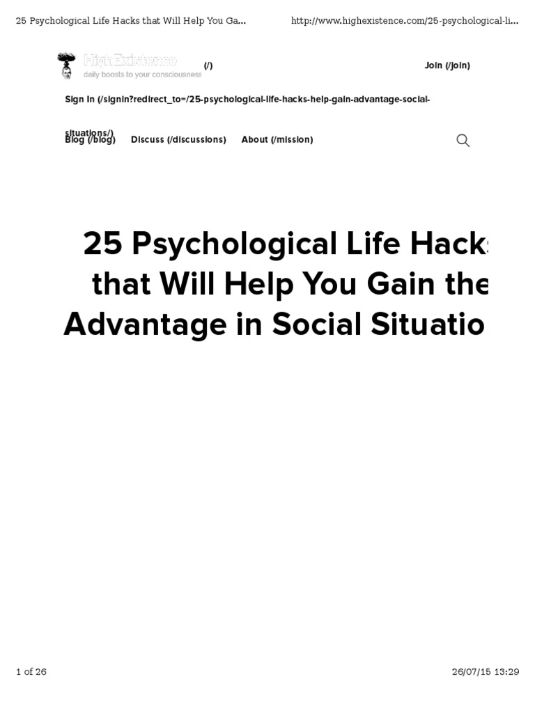 25 Psychological Life Hacks to Gain Advantage in Social Situations ...