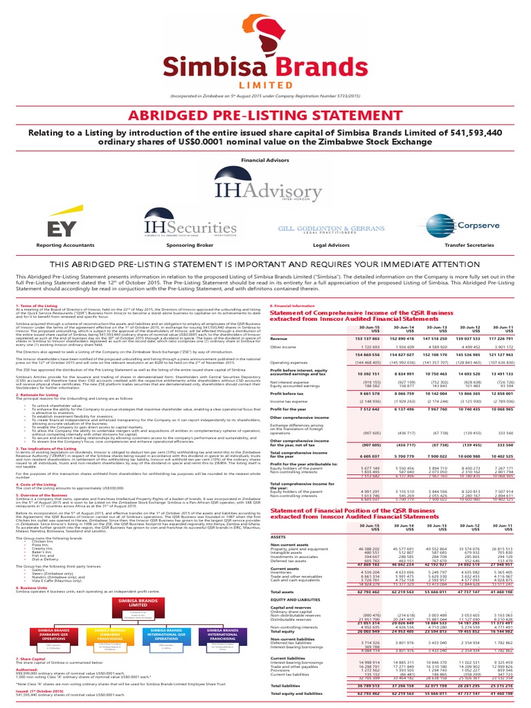 Simbisa Brands | PDF | Dividend | Expense