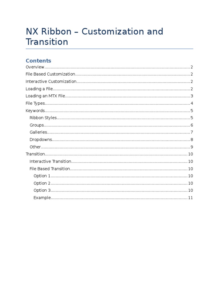 NX Ribbon-Customization and Transition | PDF | Computing | Software ...