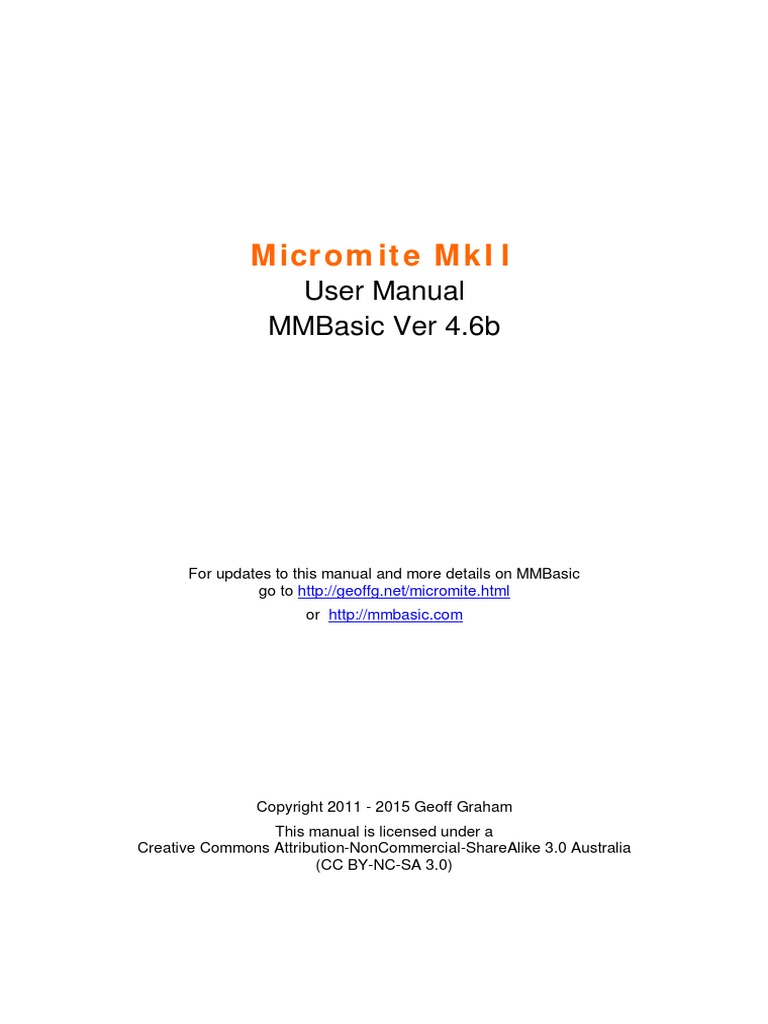 Micromite Manual | PDF | Command Line Interface | Computer Program