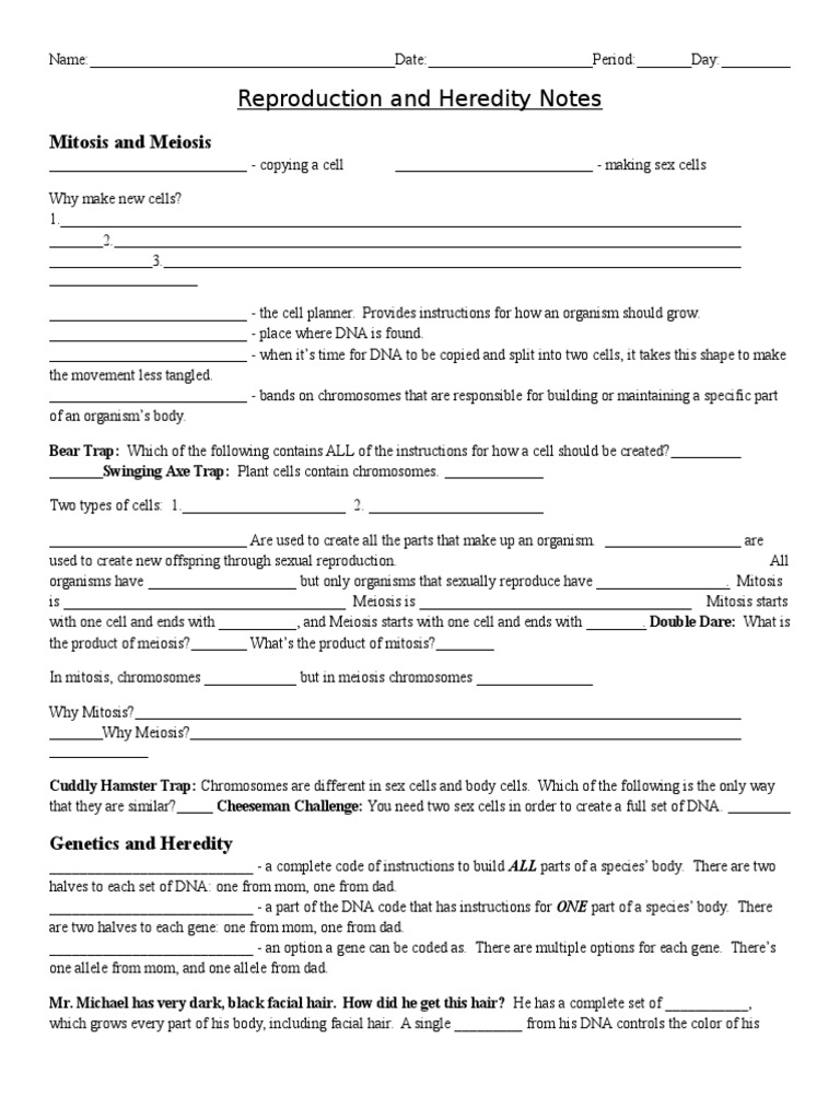 Reproduction and Heredity Notes | PDF | Sexual Reproduction | Meiosis