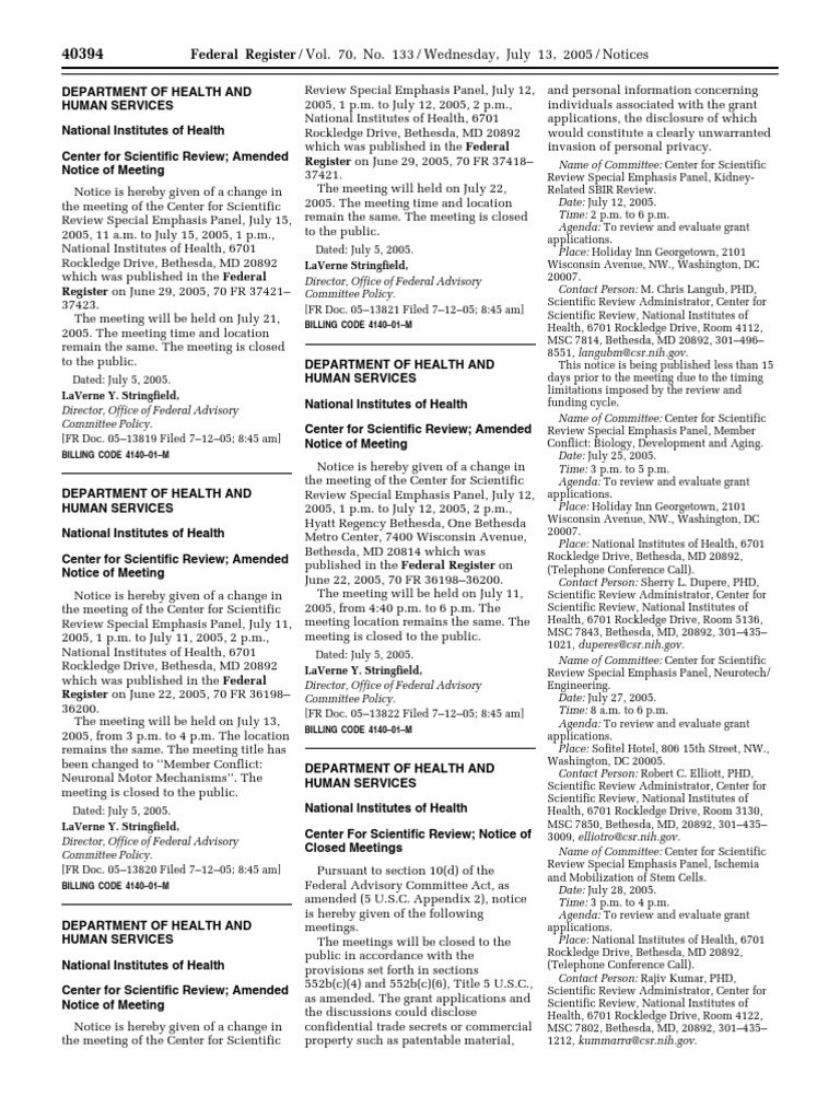 NIH Center for Scientific Review Meetings | PDF