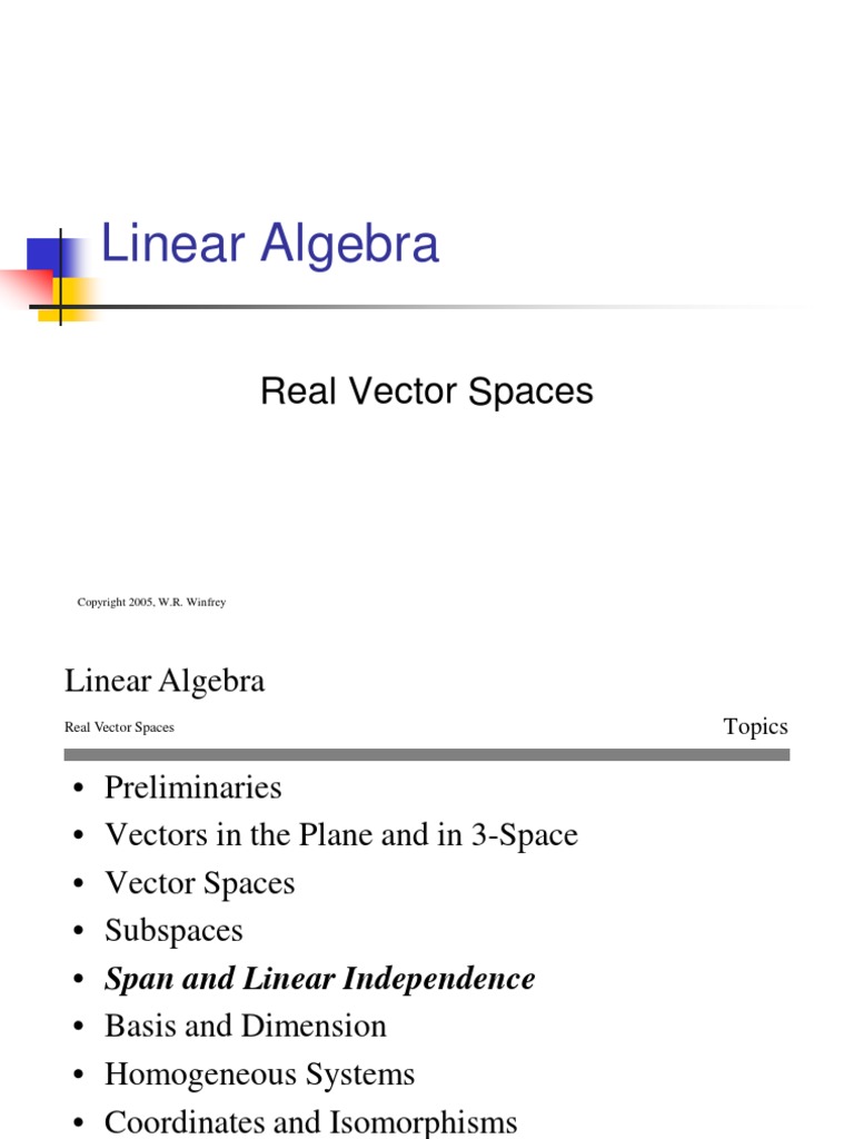 Real Vector Space | Linear Subspace | Basis (Linear Algebra)