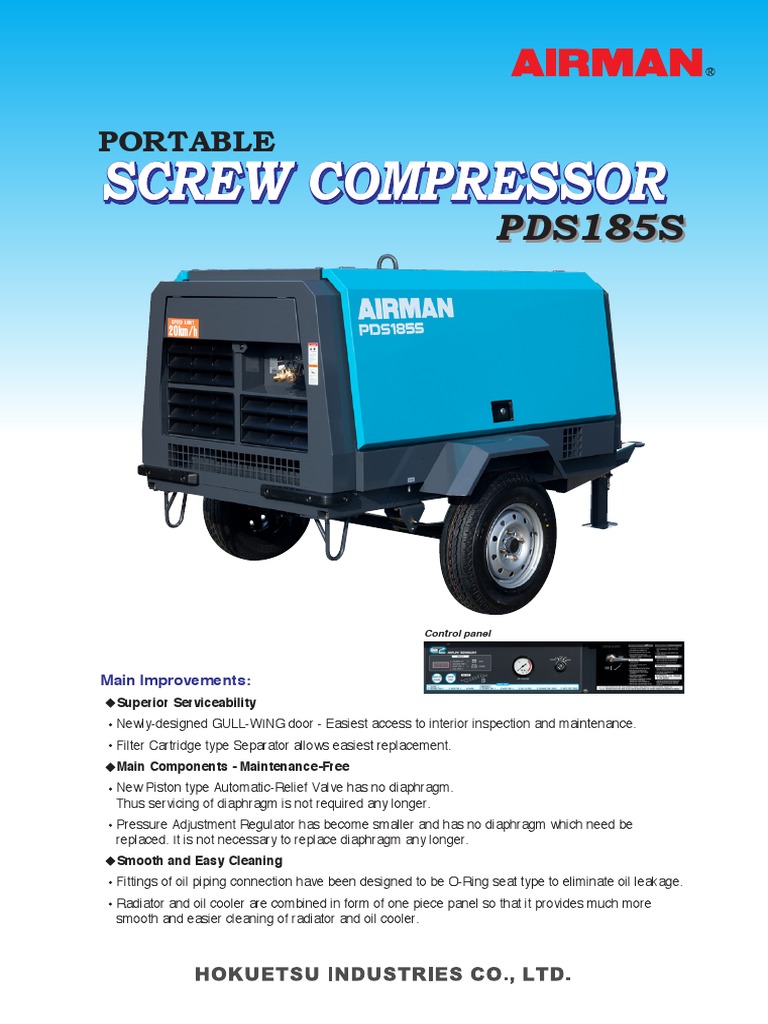 AirMan Compressor PDS185 | PDF | Gas Compressor | Propulsion