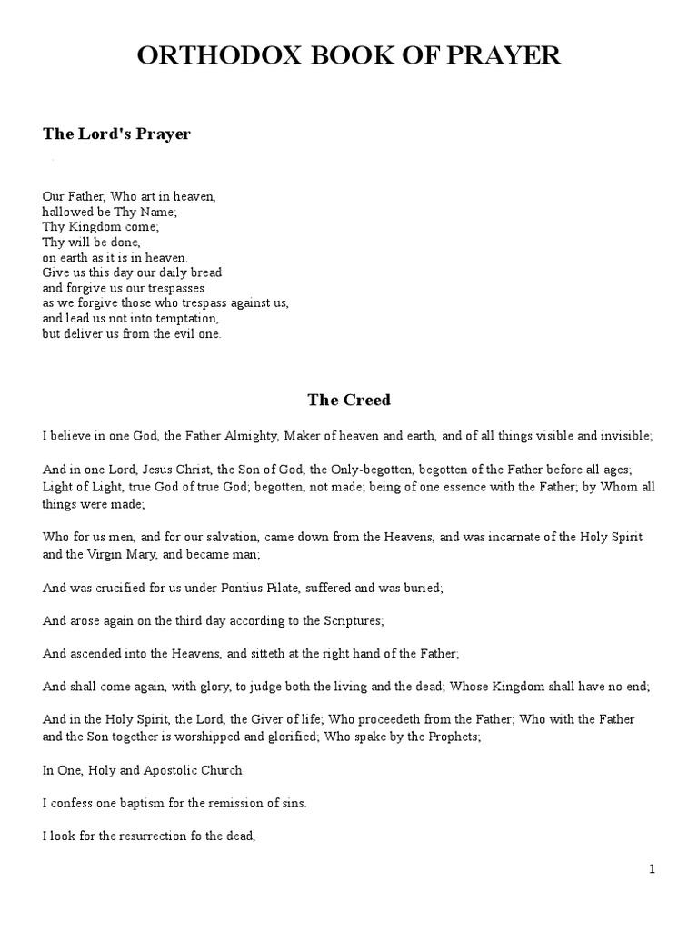 Orthodox Book of Prayer | PDF | Lord's Prayer | Grace In Christianity