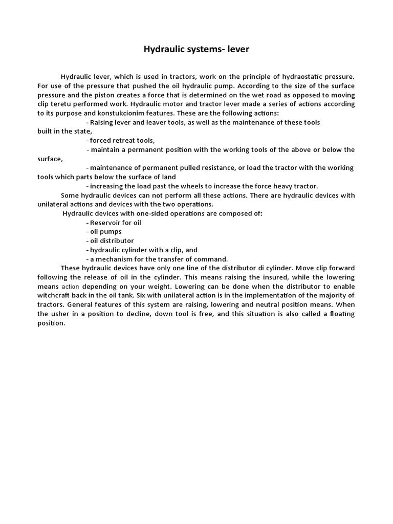 Hidraulicni Sistem-Podizaci | PDF | Hydraulics | Fluid Mechanics