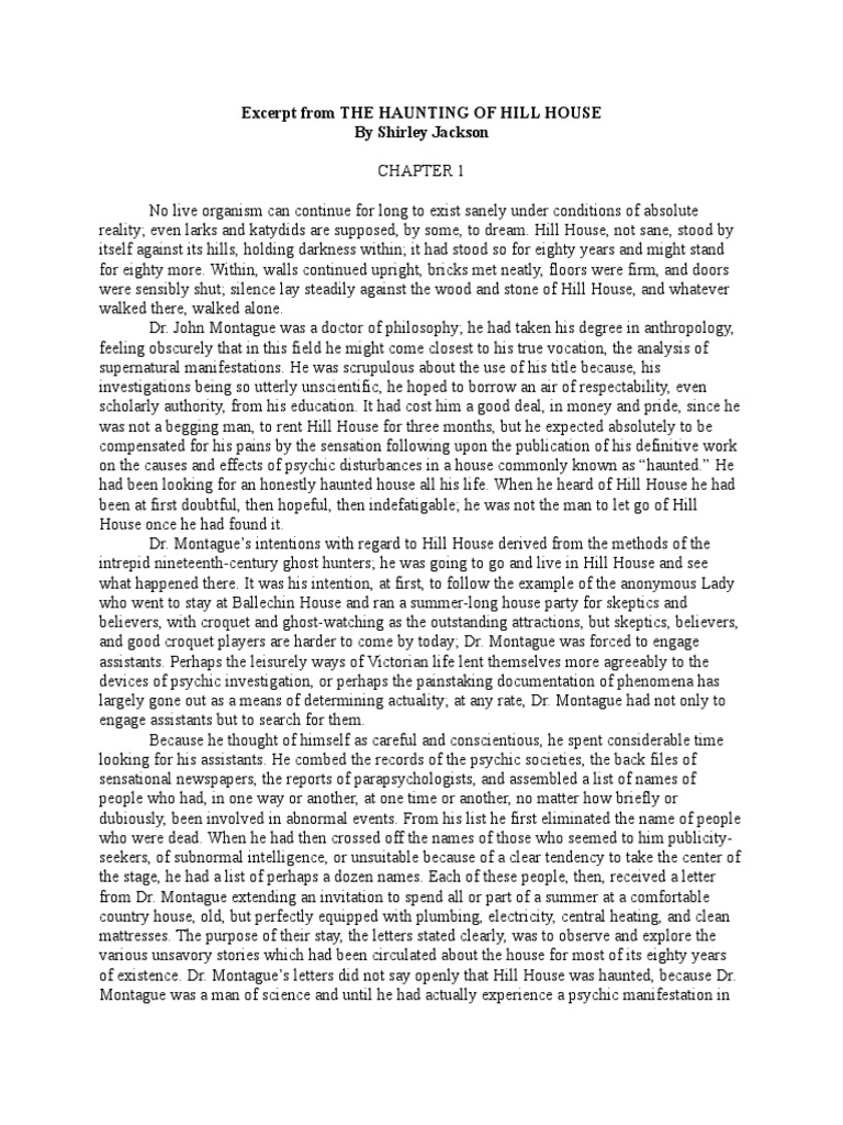 The Haunting of Hill House (Chapter 1) | PDF