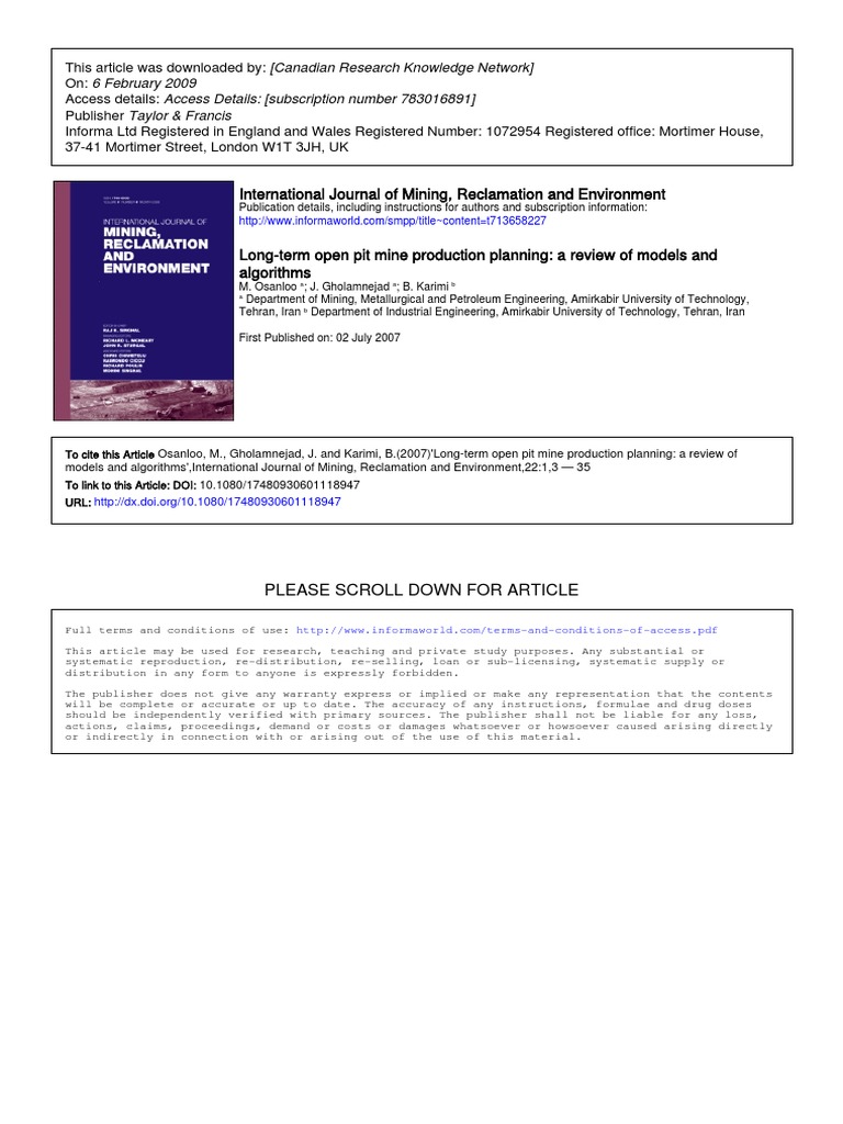 Long-Term Open Pit Mine Planning Review | PDF | Metaheuristic ...
