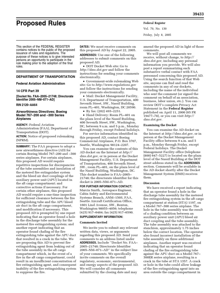 Proposed Rule: Airworthiness Directives: Boeing | PDF | Federal ...