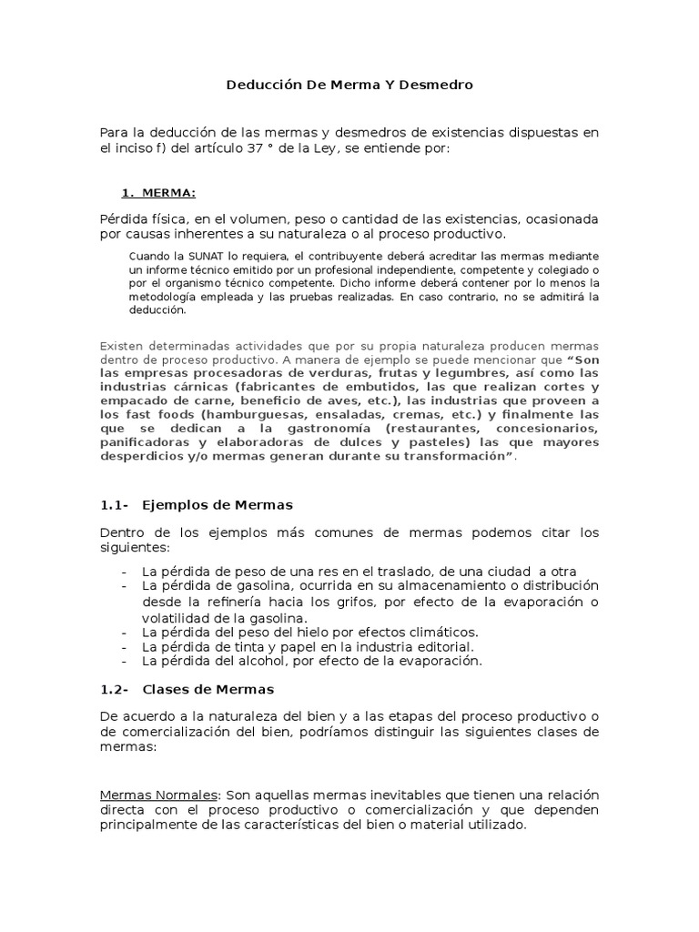 Merma y Desmedro | PDF | Bienes | Contabilidad