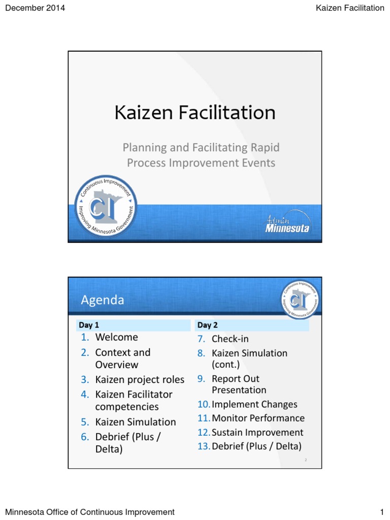 Kaizen Facilitator Training Slide Handout | PDF | Facilitator | Expert