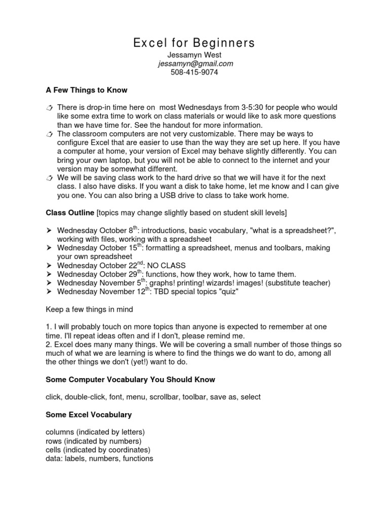 Excel For Beginners | PDF | Microsoft Excel | Computing