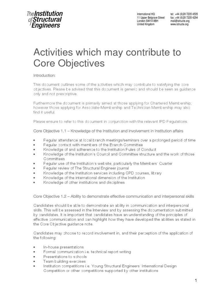 Core IstructE Objectives | PDF | Public–Private Partnership ...