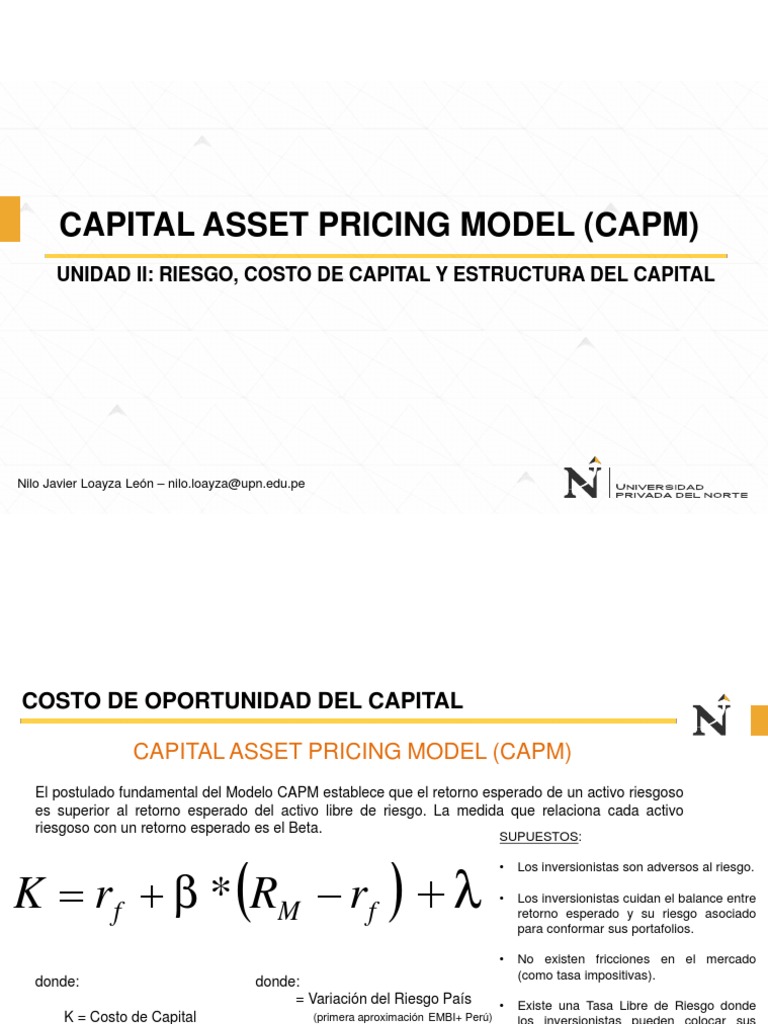Costo de Capital-Modelo CAPM | PDF | Compartir (Finanzas) | Economias