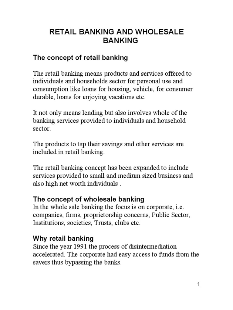 Retail vs Wholesale Banking Explained | PDF | Banks | Loans