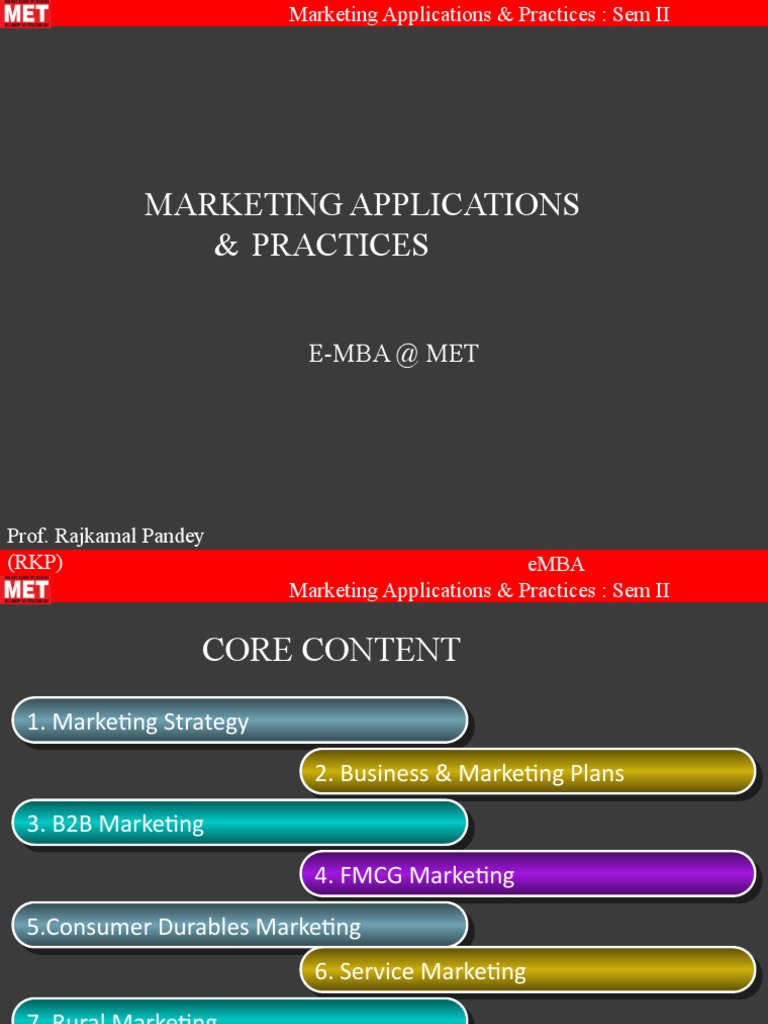 Marketing Applications & Practices: E-Mba at Met | PDF | Strategic ...