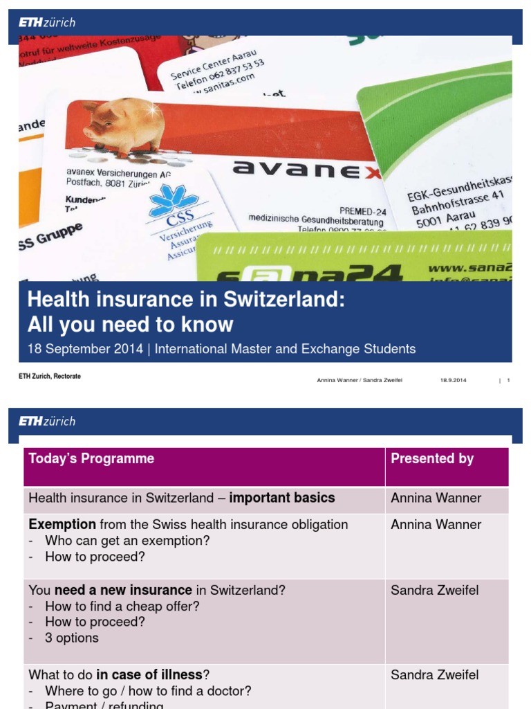 Health Insurance in Switzerland ETH | Deductible | Zürich