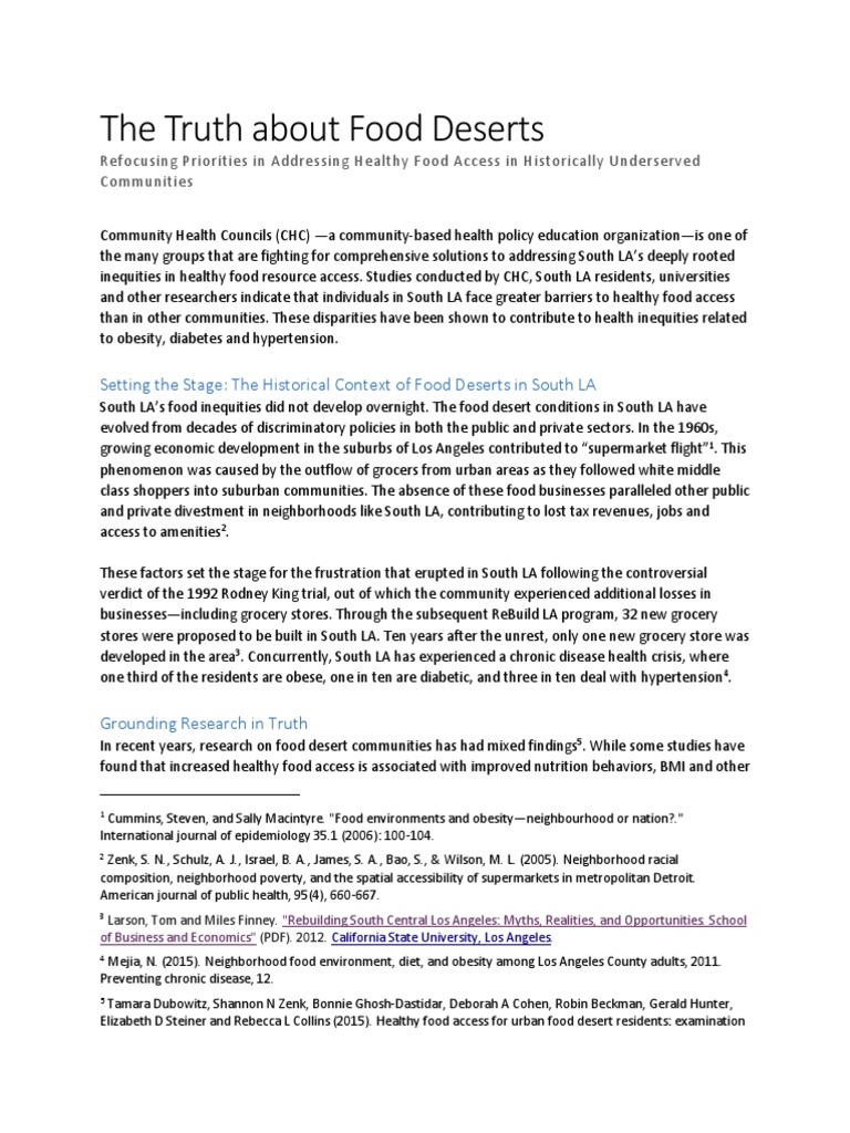 The Truth About Food Deserts: Refocusing Priorities in Addressing ...