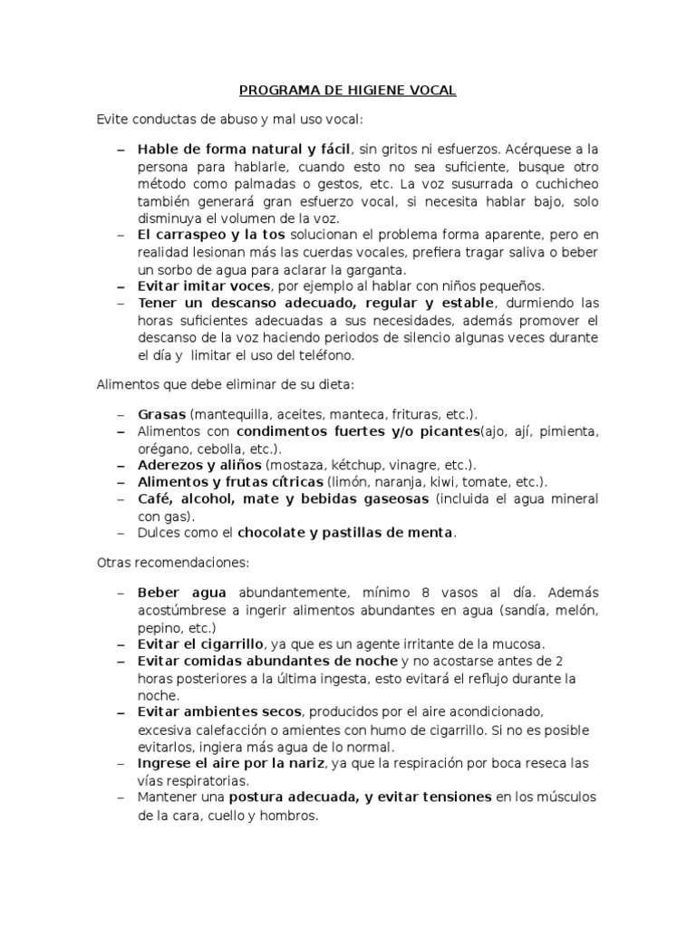 Higiene Vocal | PDF