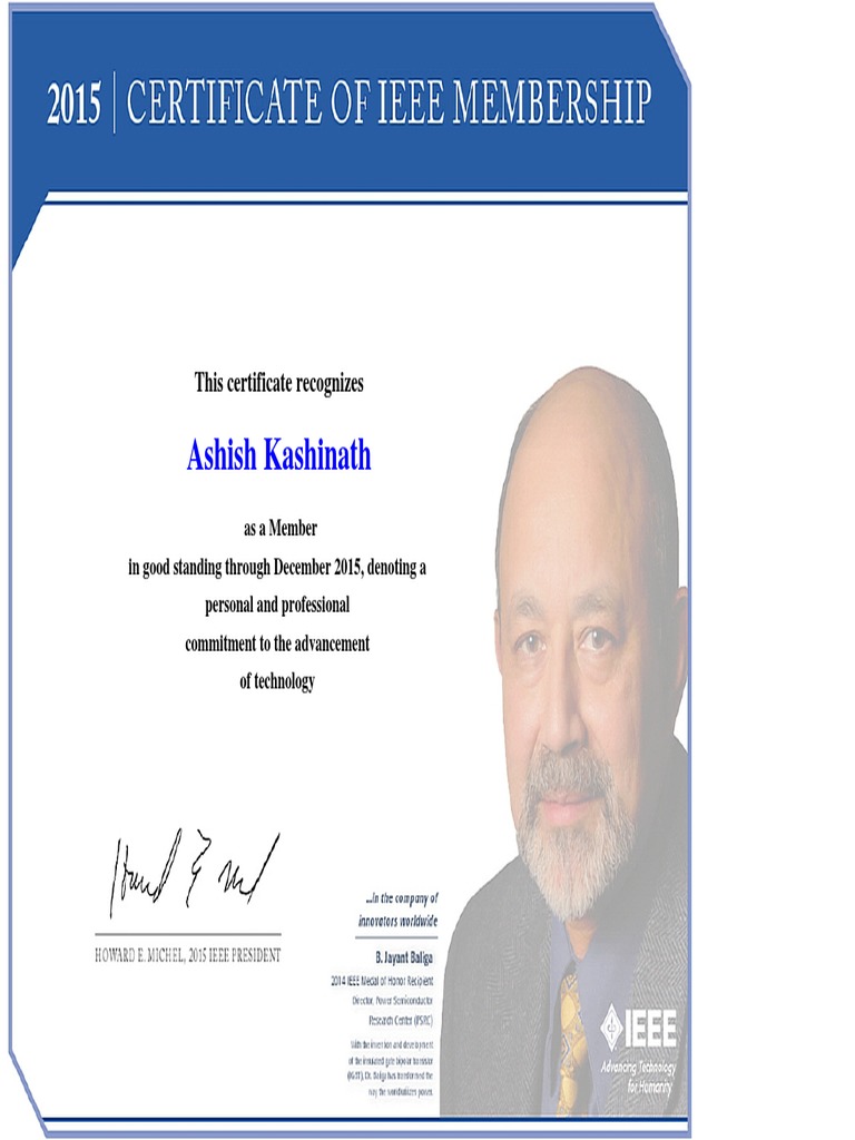 IEEE Membership Certificate | PDF