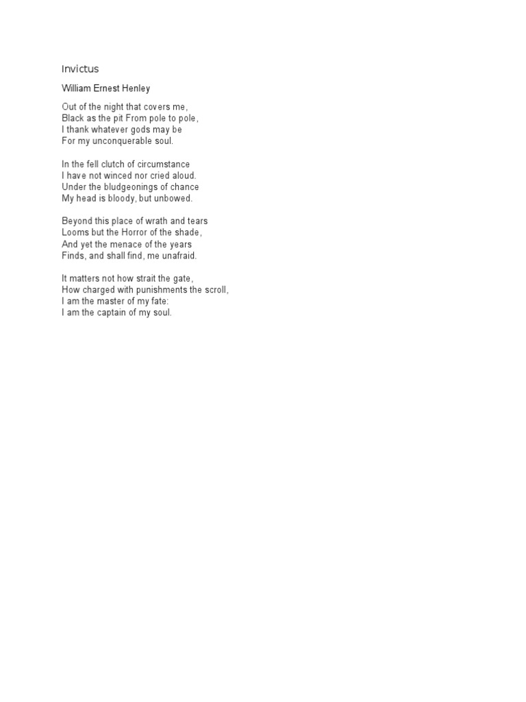 Invictus: William Ernest Henley | PDF