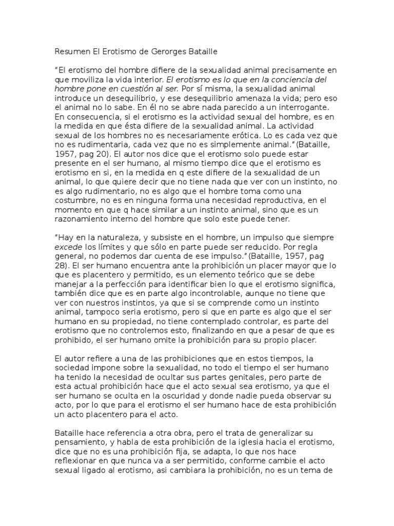 El Erotismo según Bataille | PDF | Erotismo | La sexualidad humana
