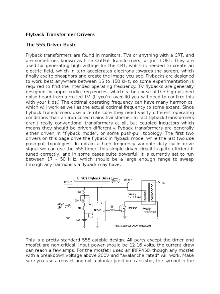 Flyback Transformer Drivers Ori | PDF | Mosfet | Transformer