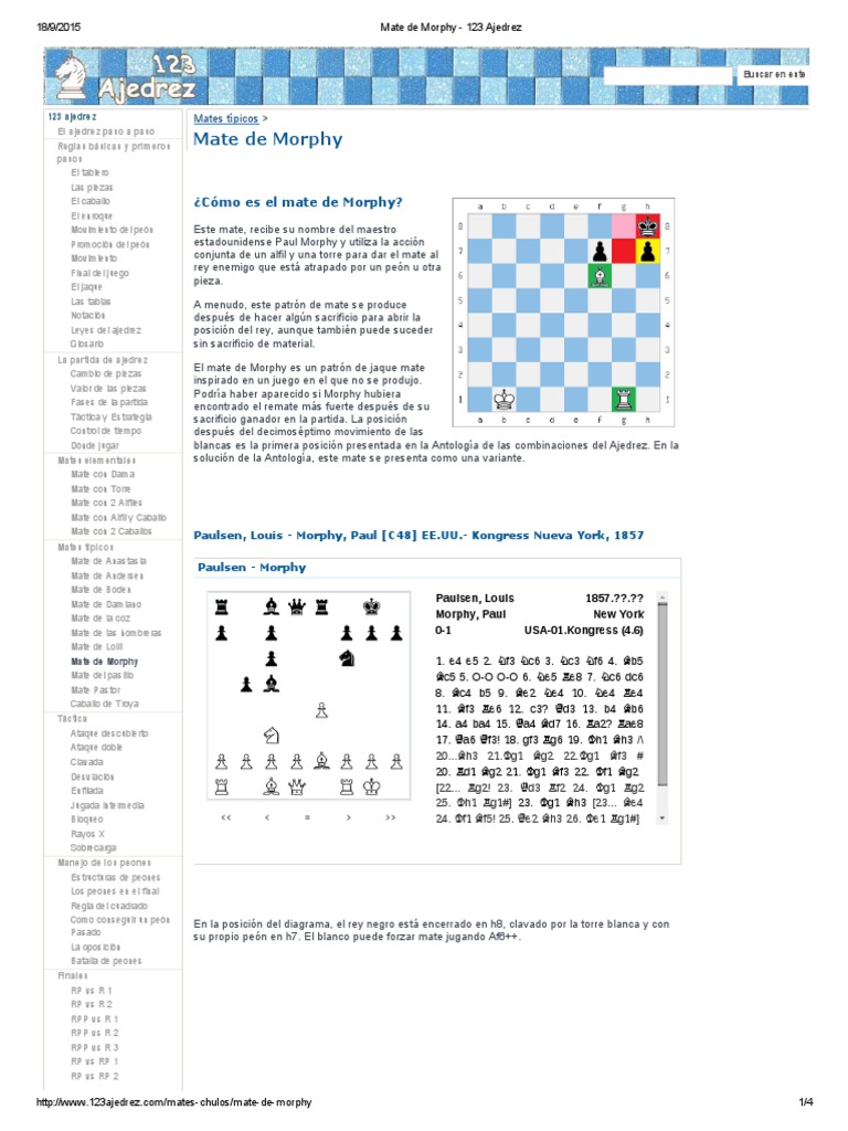 Mate de Morphy - 123 Ajedrez | PDF | Ajedrez | Teoría de juego