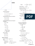 Dynamics Formula Sheet For Classes | PDF | Equations | Mathematical ...