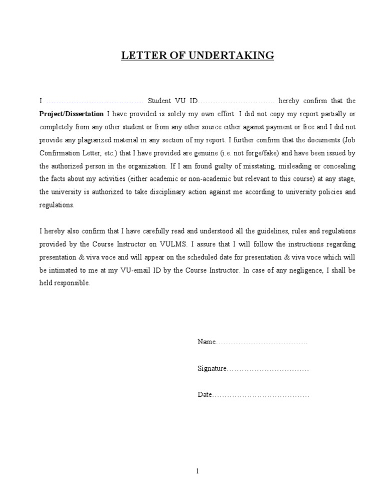 Letter of Undertaking | PDF