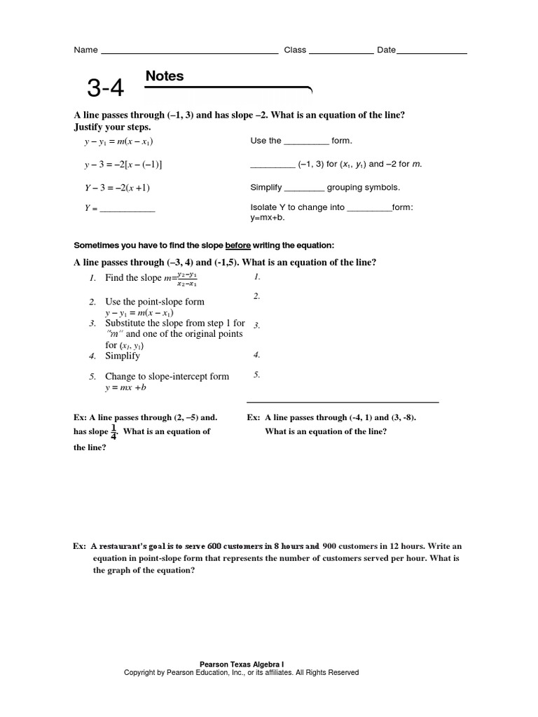 Point-Slope Notes | PDF