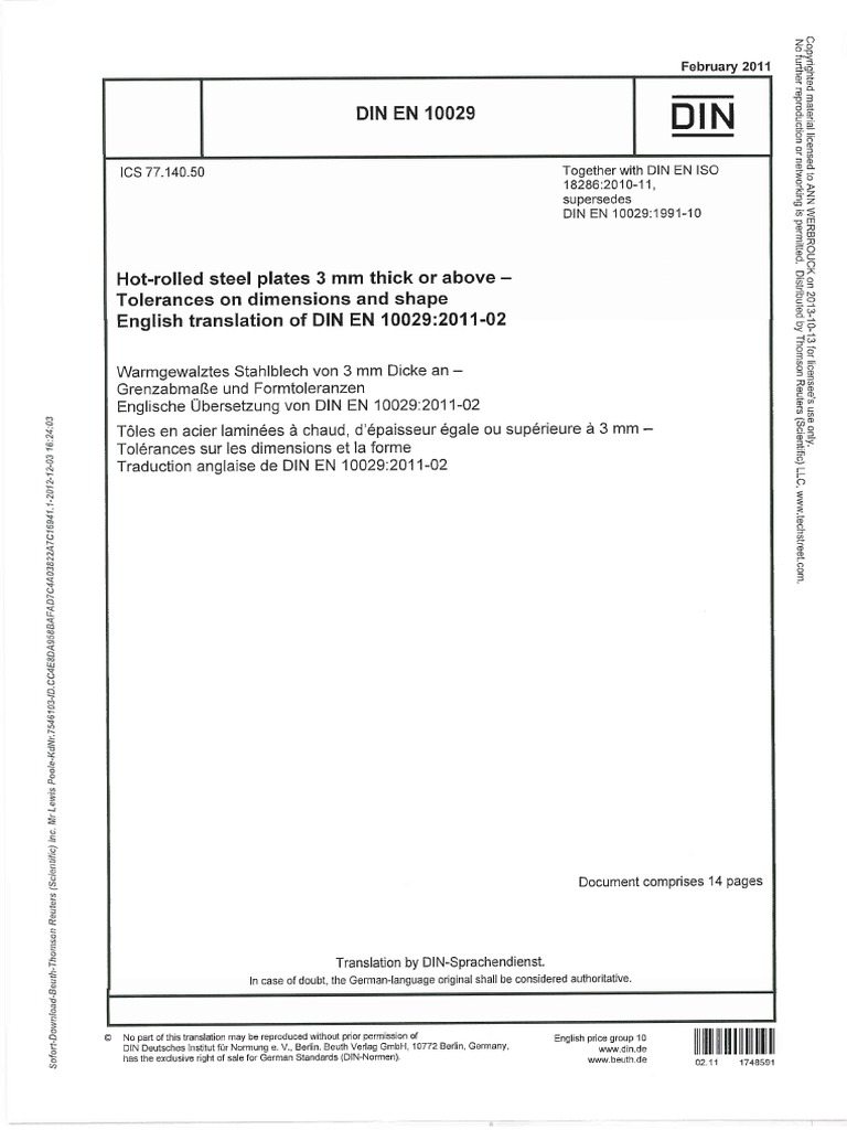 Din en 10029 | PDF