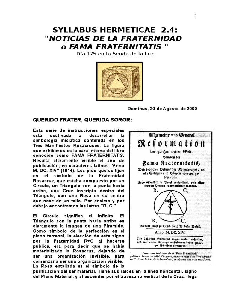 Syllabus 25 Fama Fraternitatis | PDF | Rosacruces | Los símbolos