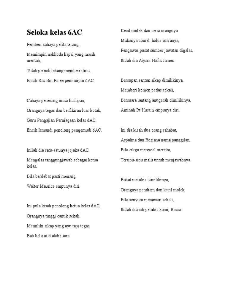 Seloka Kelas 6AC | PDF