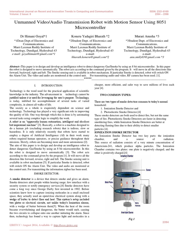 Unmanned Video Audio Transmission Robot With Motion Sensor Using 8051 Microcontroller | PDF ...