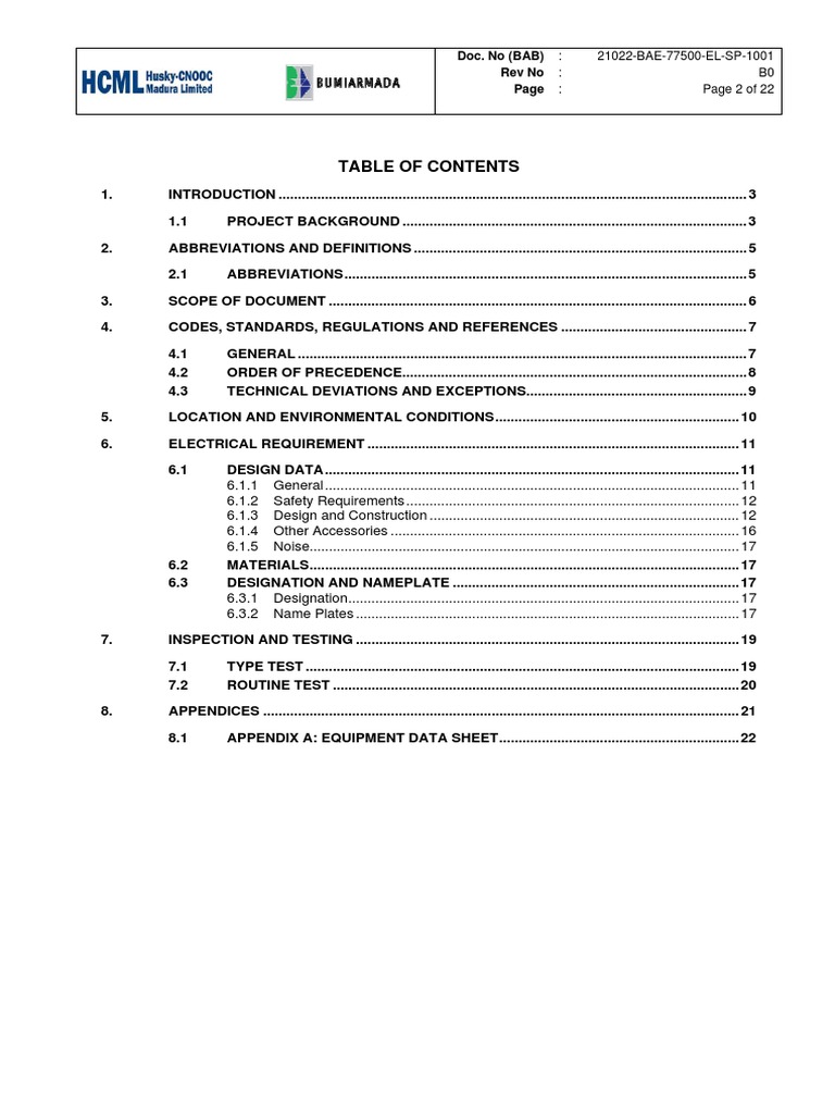 Specification for 6.6kV 440V Power Transformer | Transformer ...