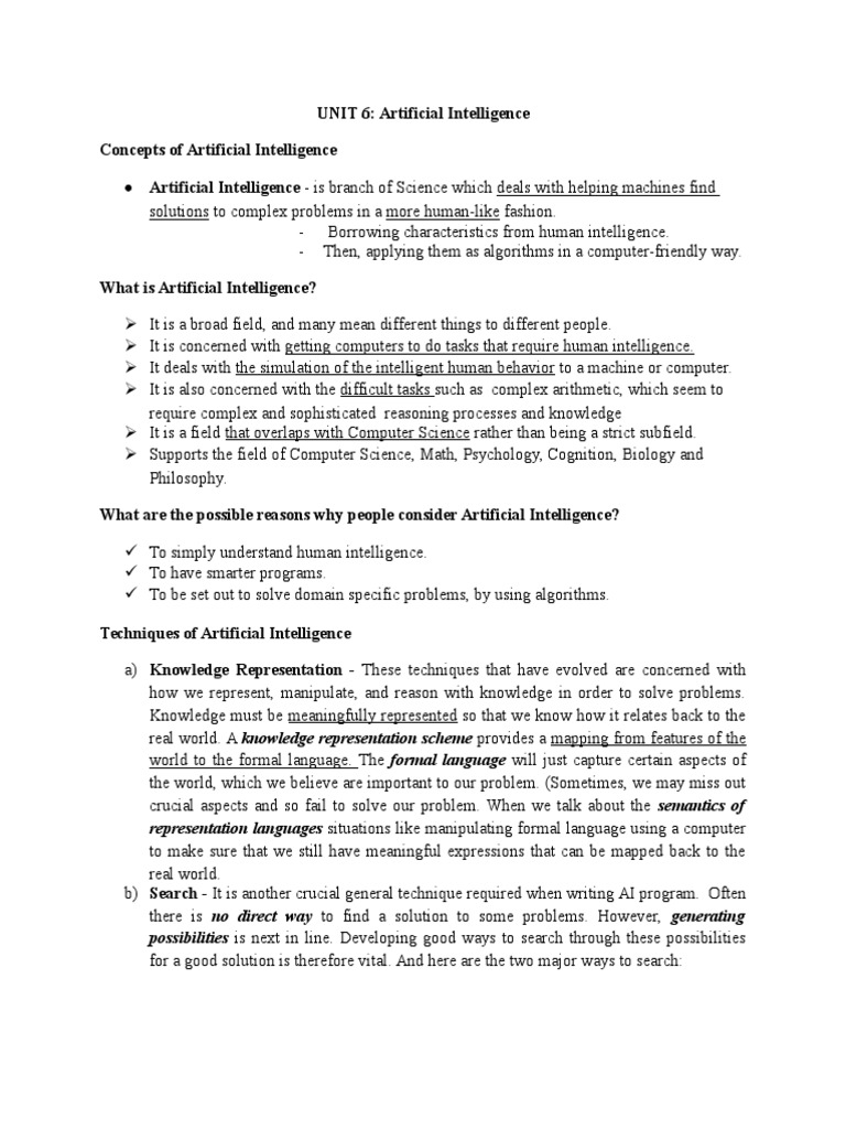 Unit 6 Ict Artificial Intelligence | PDF | Artificial Intelligence ...