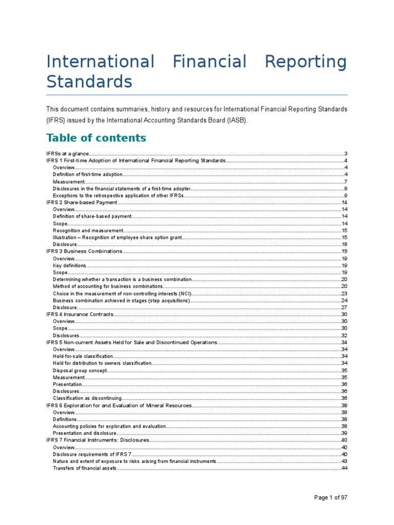 IFRS Summary | International Financial Reporting Standards | Balance Sheet