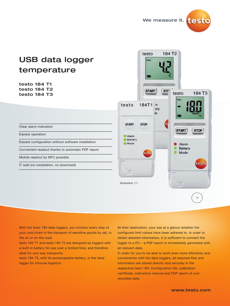 USB Data Logger Temperature: Testo 184 T1 Testo 184 T2 Testo 184 T3 ...