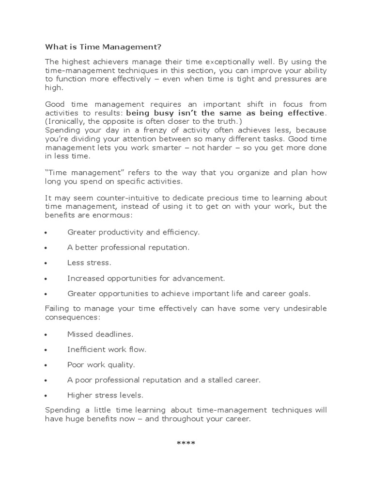 What Is Time Management | PDF | Time Management | Professional Skills