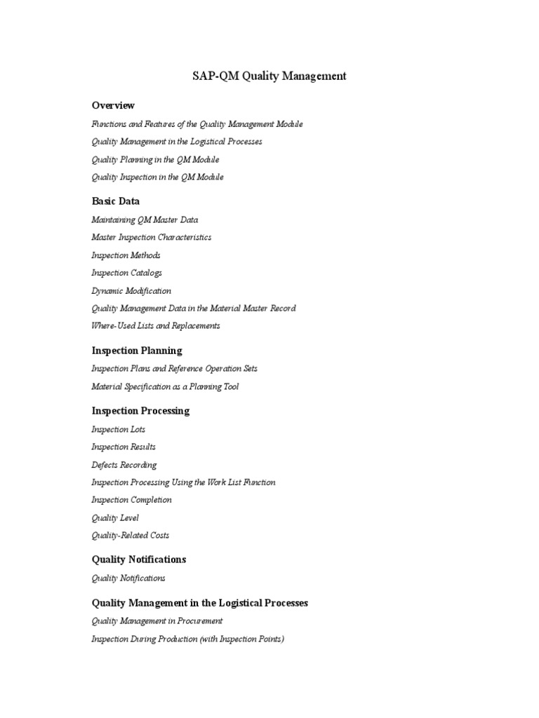 SAP-QM Quality Management | PDF | Quality Management | Quality (Business)