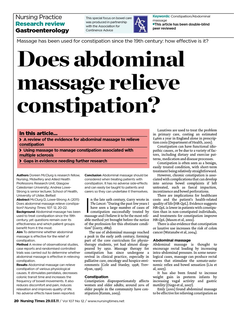 290311does Abdominal Massage Relieve Constipation Fix | PDF ...