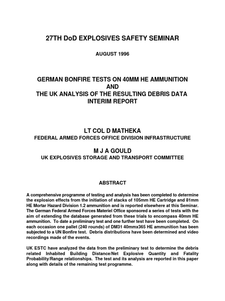 German Bonfire Tests 40 MM | PDF | Ammunition | Cartridge (Firearms)